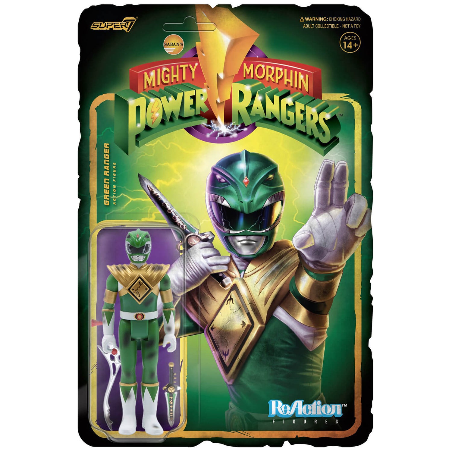 Super7 Mighty Morphin' Power Rangers Reaction Figure - Green Ranger ...