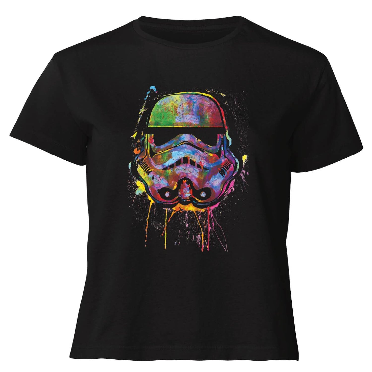 Star Wars Paint Splat Stormtrooper Women's Cropped T-Shirt - Black ...