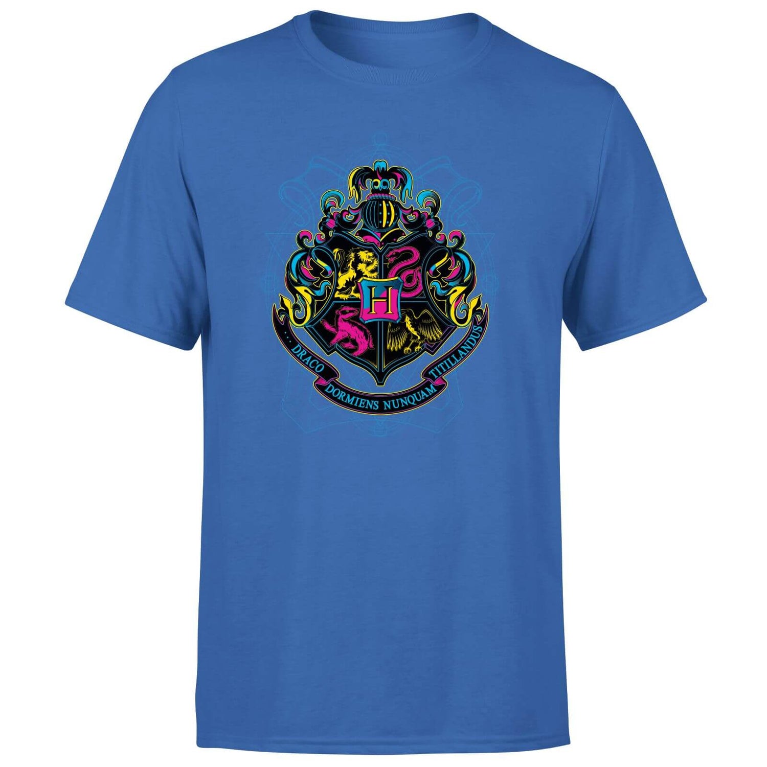 Harry Potter Hogwarts Neon Crest Men's T-Shirt - Blue Clothing - Zavvi UK