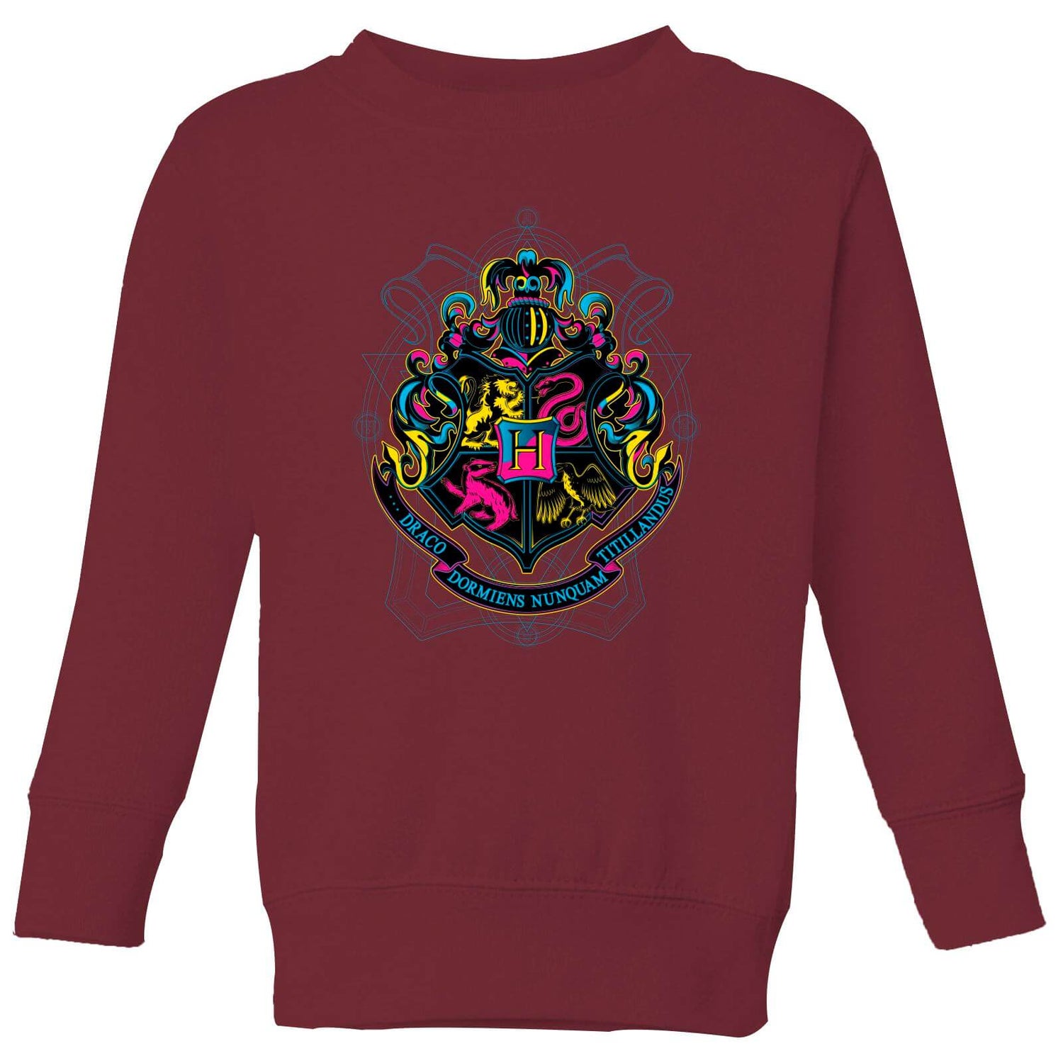 Harry Potter Hogwarts Neon Crest Kids' Sweatshirt - Burgundy Clothing ...