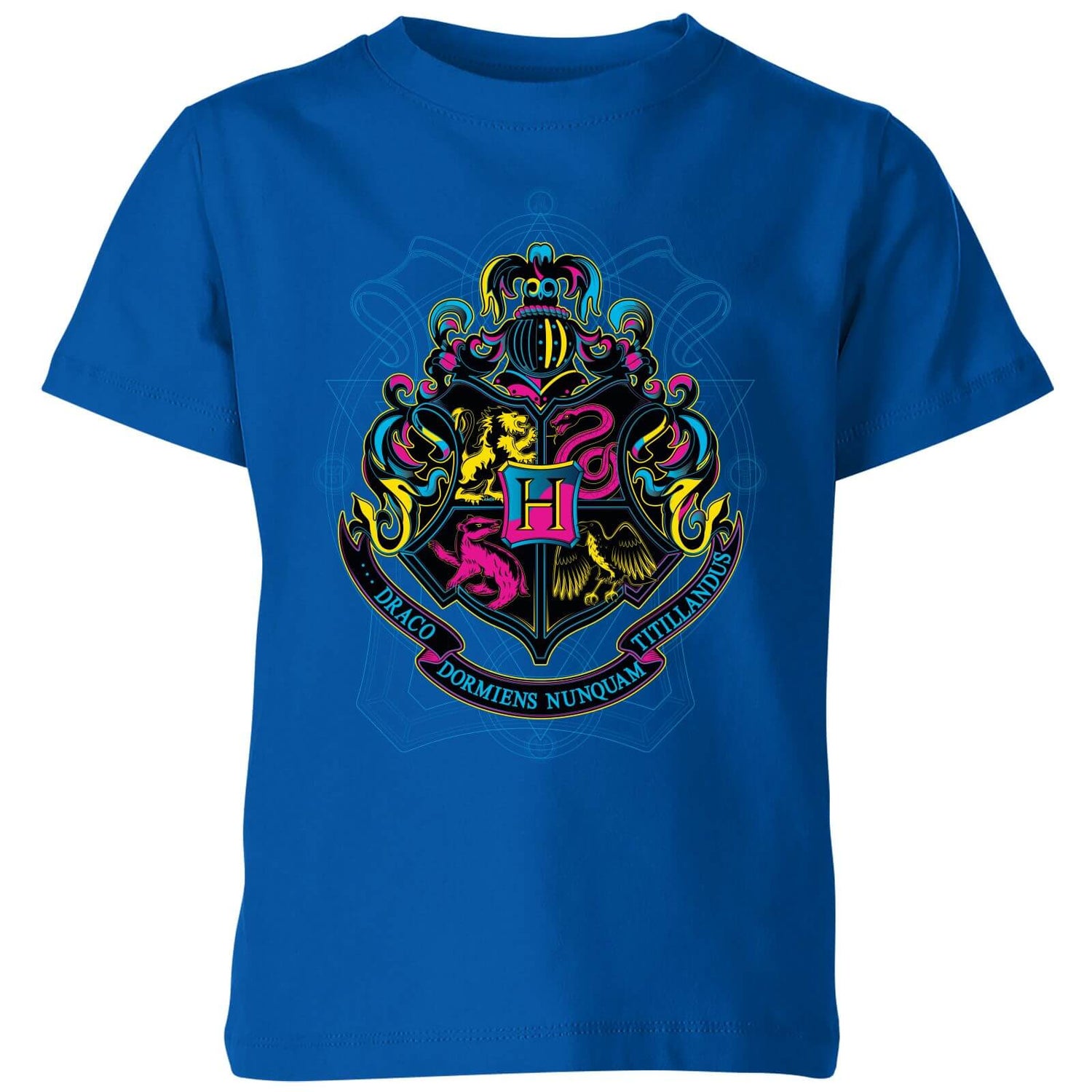 Harry Potter Hogwarts Neon Crest Kids' T-Shirt - Blue Clothing - Zavvi UK