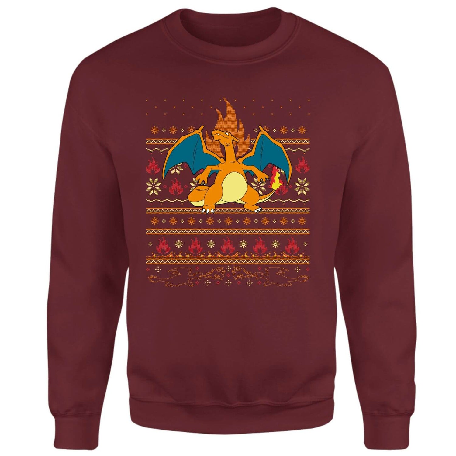 Pokemon Charizard Christmas Jumper - Burgundy - IWOOT UK