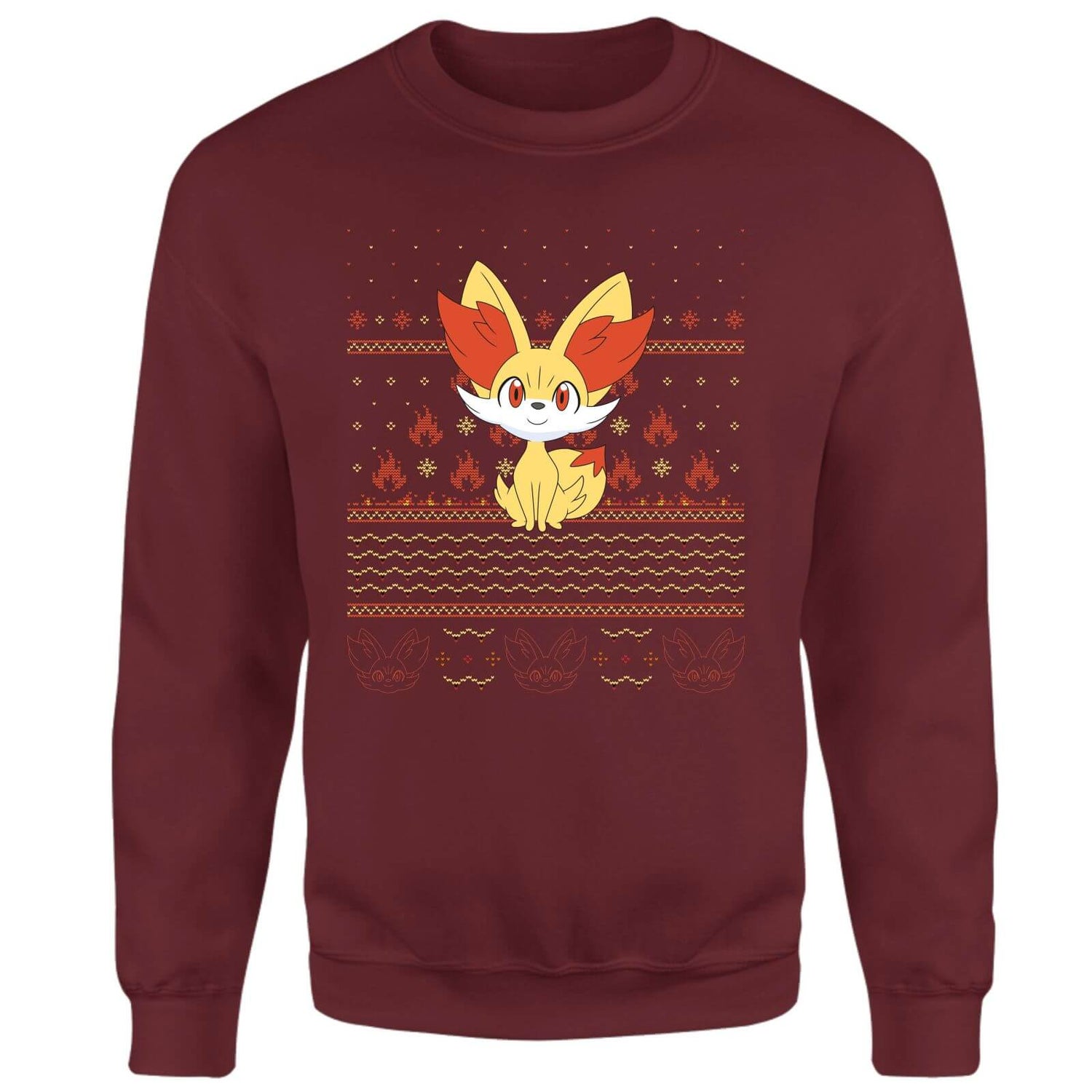Pokemon Fennekin Christmas Christmas Jumper - Burgundy - IWOOT UK