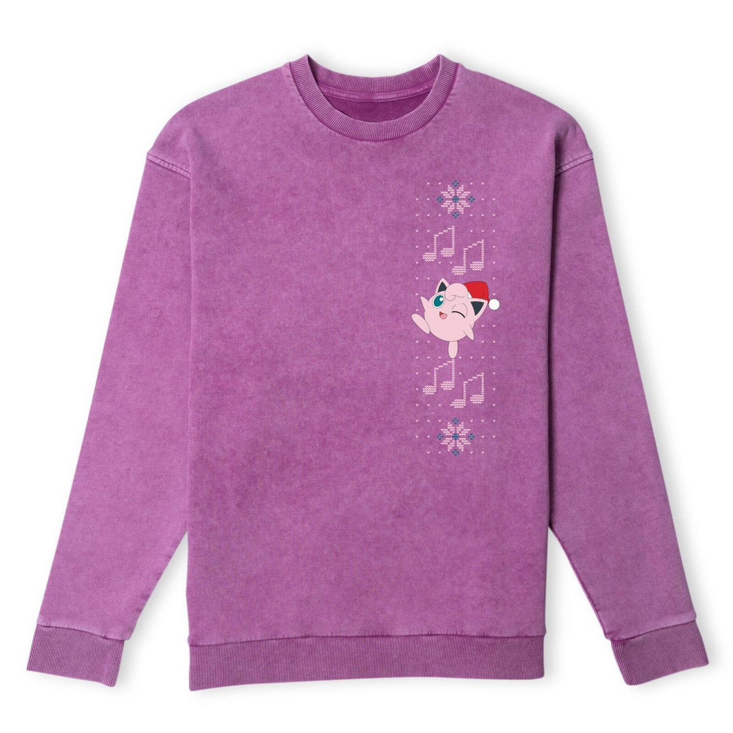 Pokemon Jigglypuff Wave Christmas Jumper - Purple Acid Wash Clothing ...