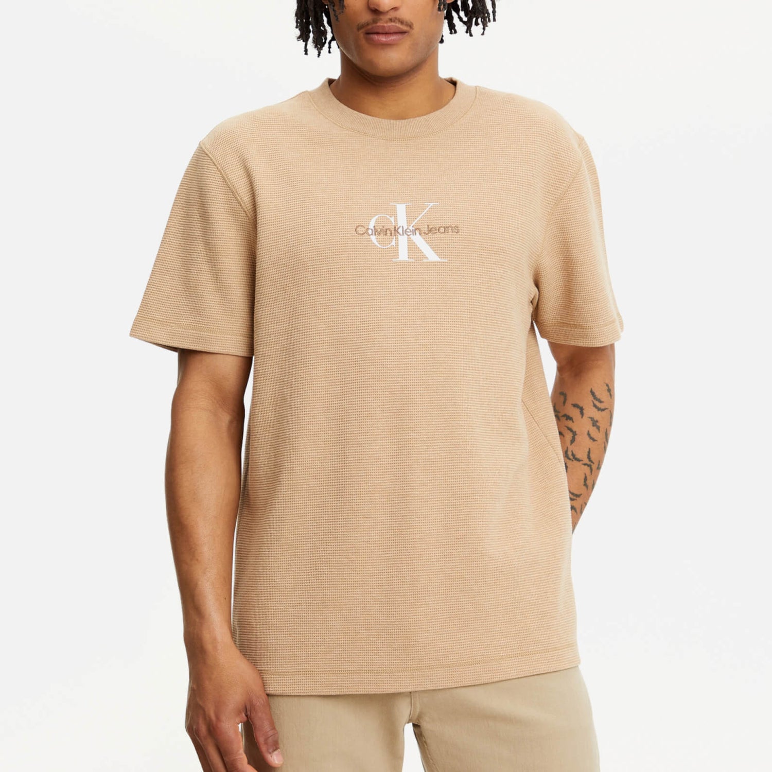 Calvin Klein Jeans Archival Monologo Cotton Jersey Waffle T-Shirt | TheHut.com
