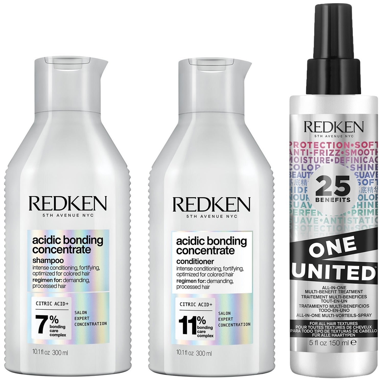 Redken Acidic Bonding Concentrate Shampoo, Conditioner and One United ...