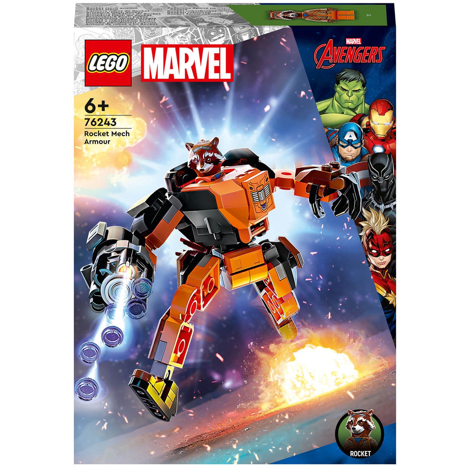 LEGO Marvel Rocket Mech Armour Superhero Action Figure (76243) Toys ...