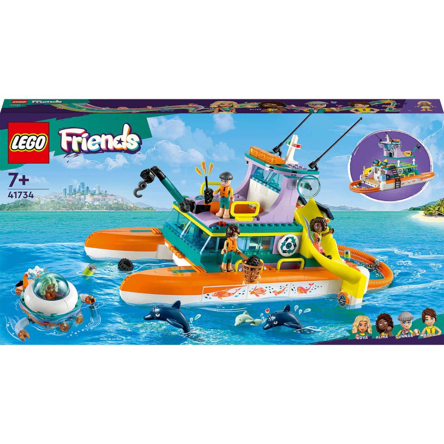 LEGO Friends: Sea Rescue Boat Toy with Dolphin Figures (41734) Toys ...