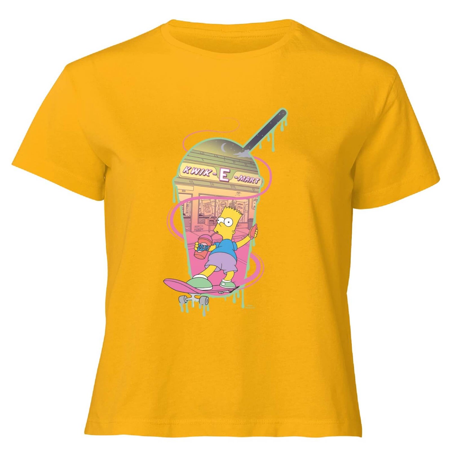 The Simpsons Squishee Women's Cropped T-Shirt - Mustard Clothing - Zavvi UK
