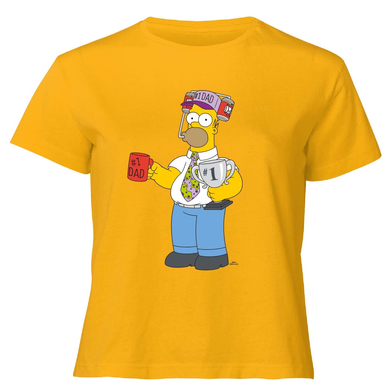 The Simpsons Homer Number 1 Dad Women's Cropped T-Shirt - Mustard ...
