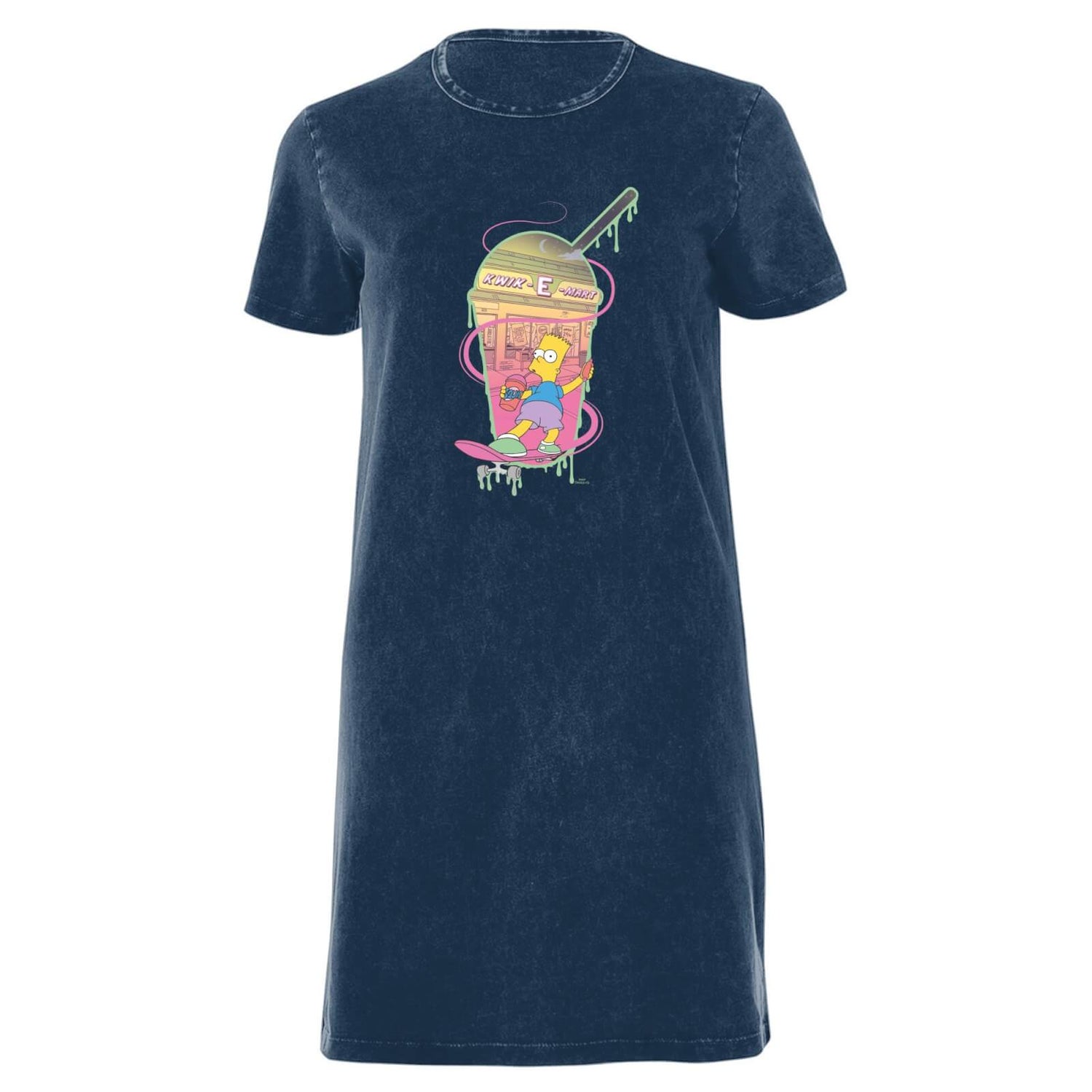 The Simpsons Squishee Women's T-Shirt Dress - Navy Acid Wash Clothing ...