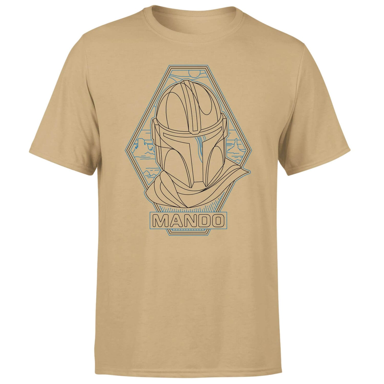 Star Wars The Mandalorian Mando Line Art Badge Men's T-Shirt - Tan ...