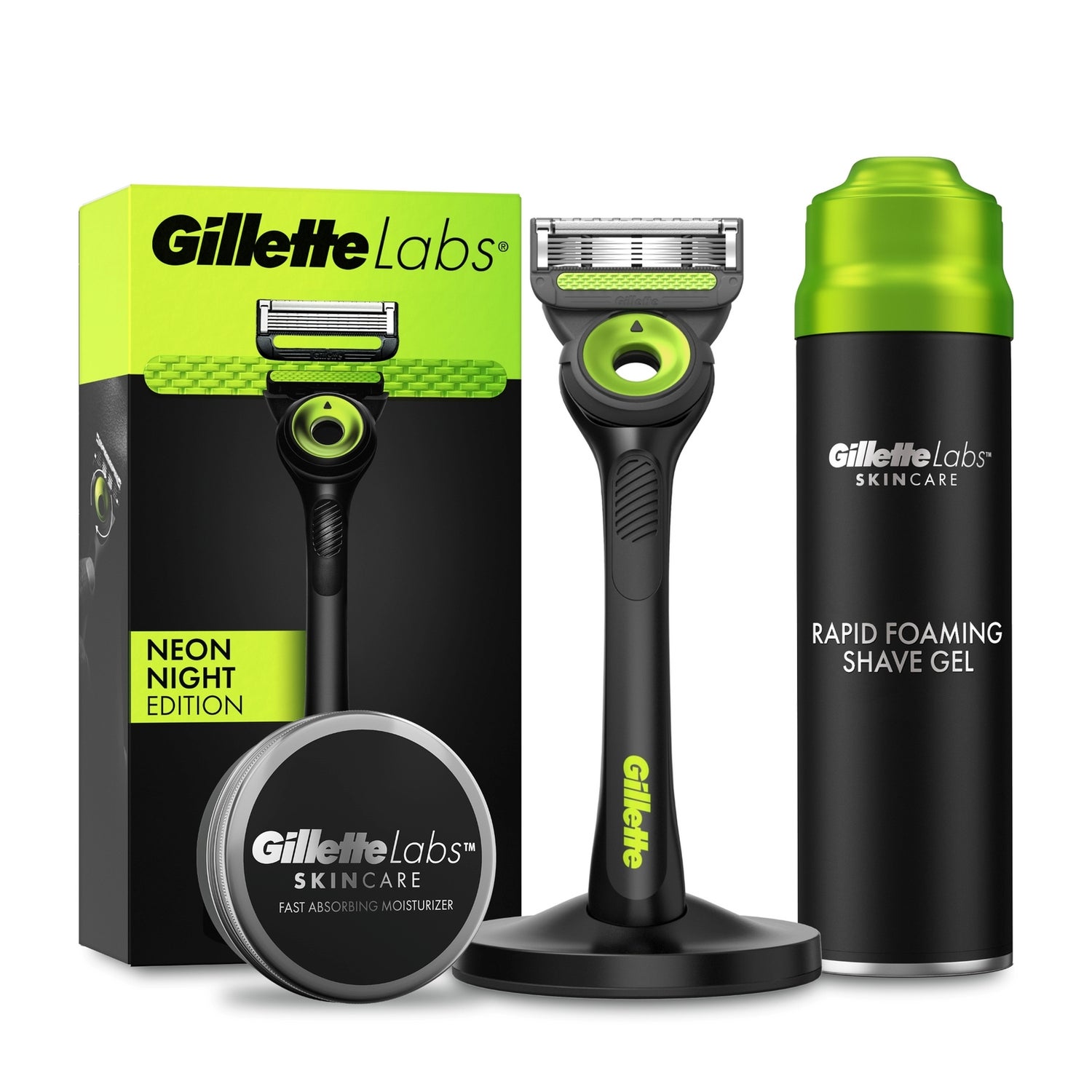 Gillette Labs Neon Night Razor, Shaving Gel, Moisturiser | Gillette UK