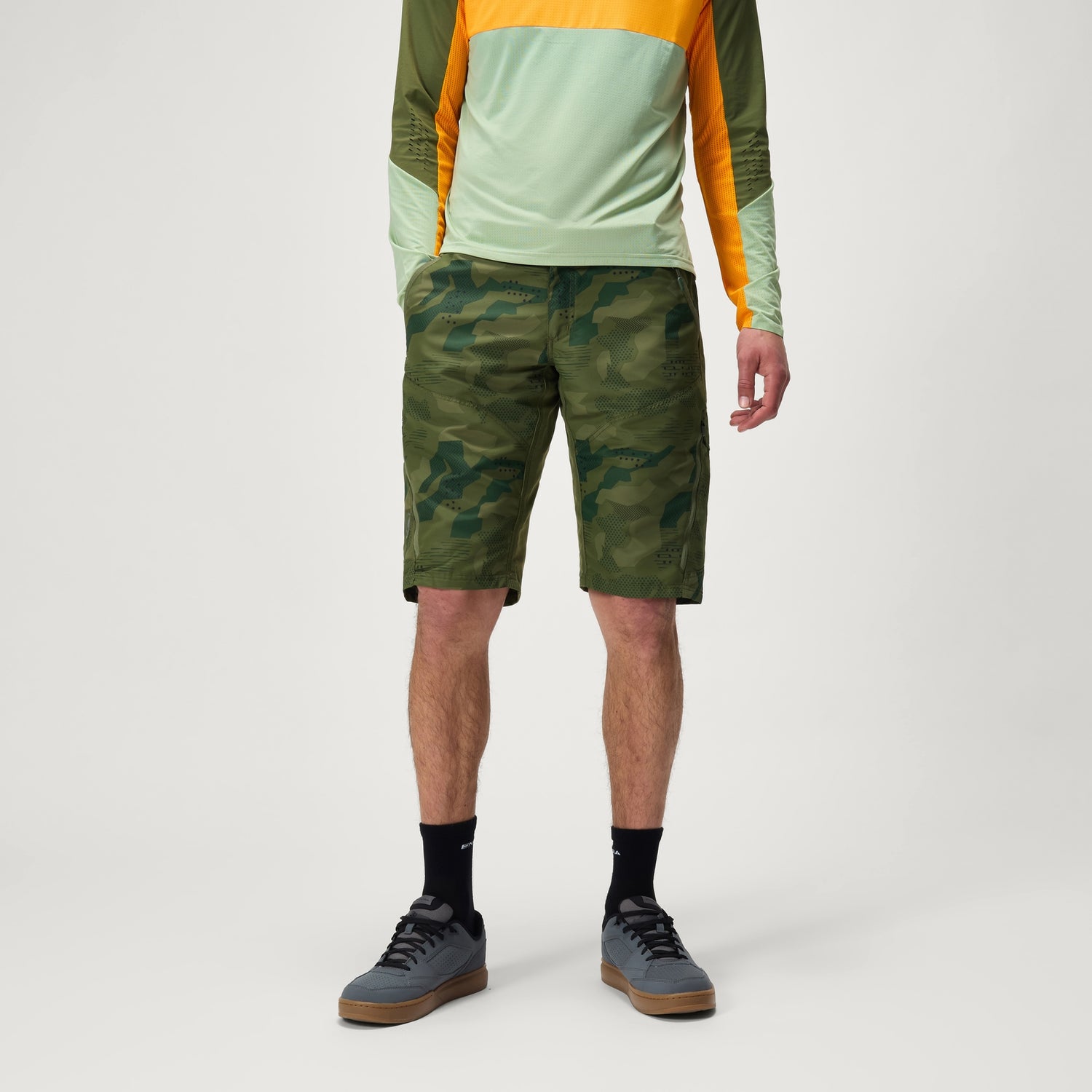 Men's Hummvee Short with Liner - Tonal Olive | Endura