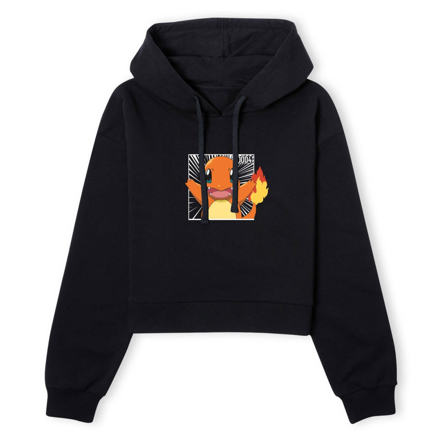 Pokémon Pokédex Charmander #0004 Women's Cropped Hoodie - Black ...