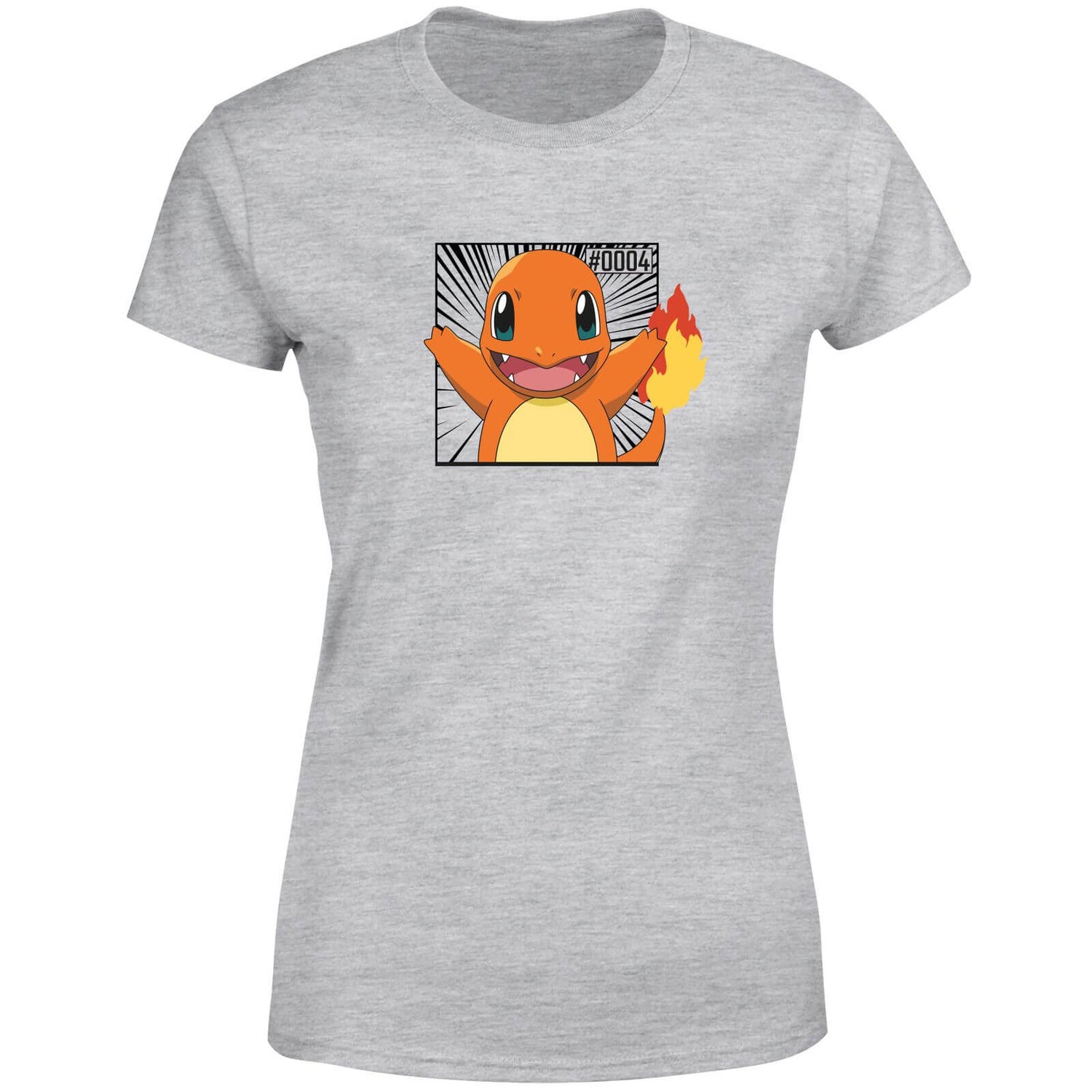 Pokémon Pokédex Charmander #0004 Women's T-Shirt - Grey Clothing - Zavvi UK