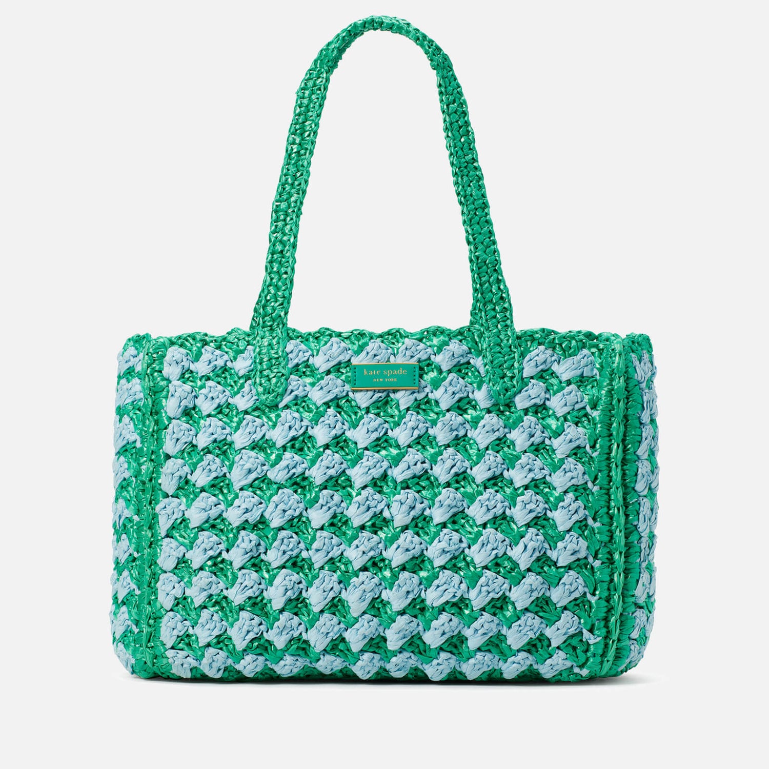 Kate Spade New York High Tide Striped Crochet Raffia Medium Tote Bag | 免邮