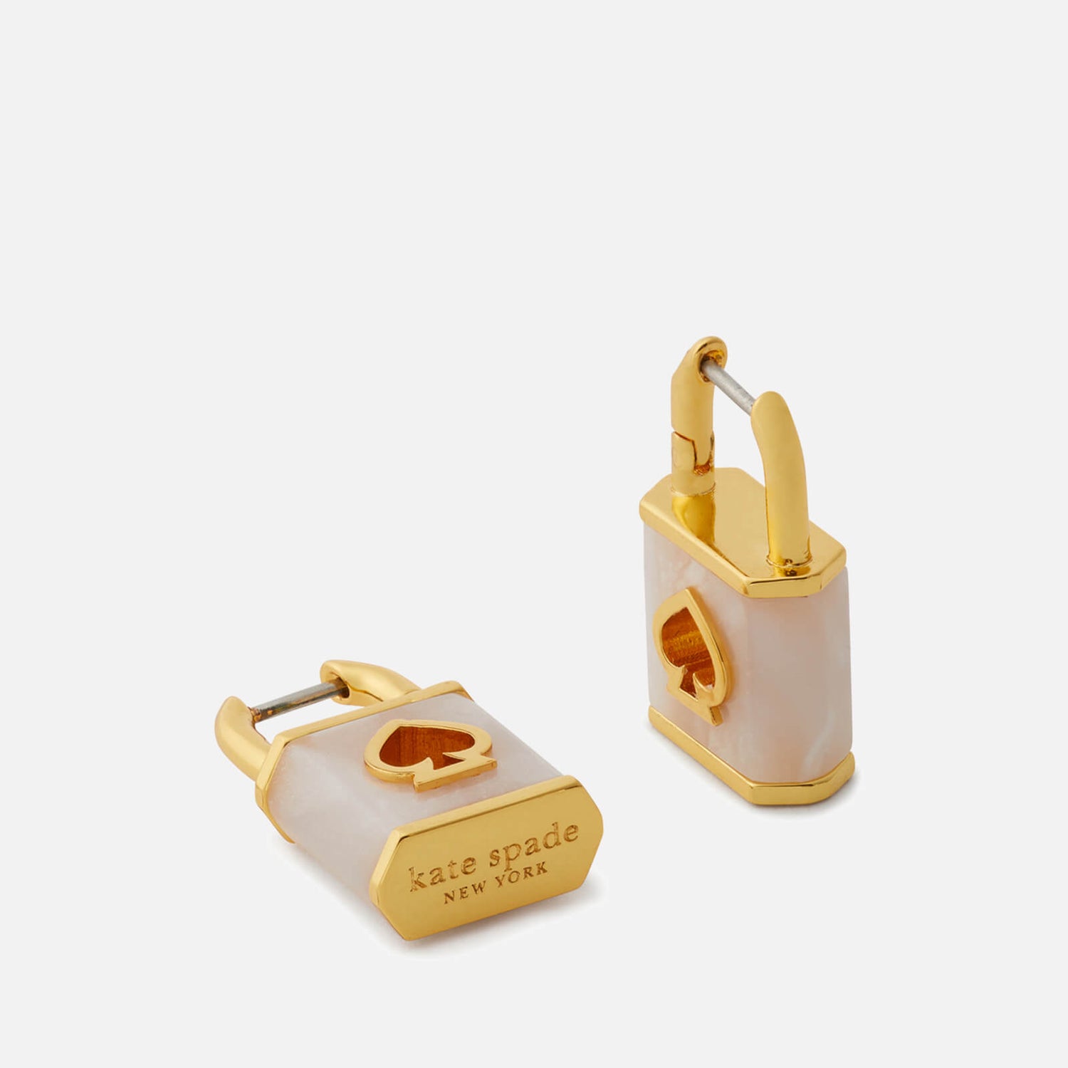 Kate Spade New York Lock & Spade Gold-Plated Huggies | 免邮