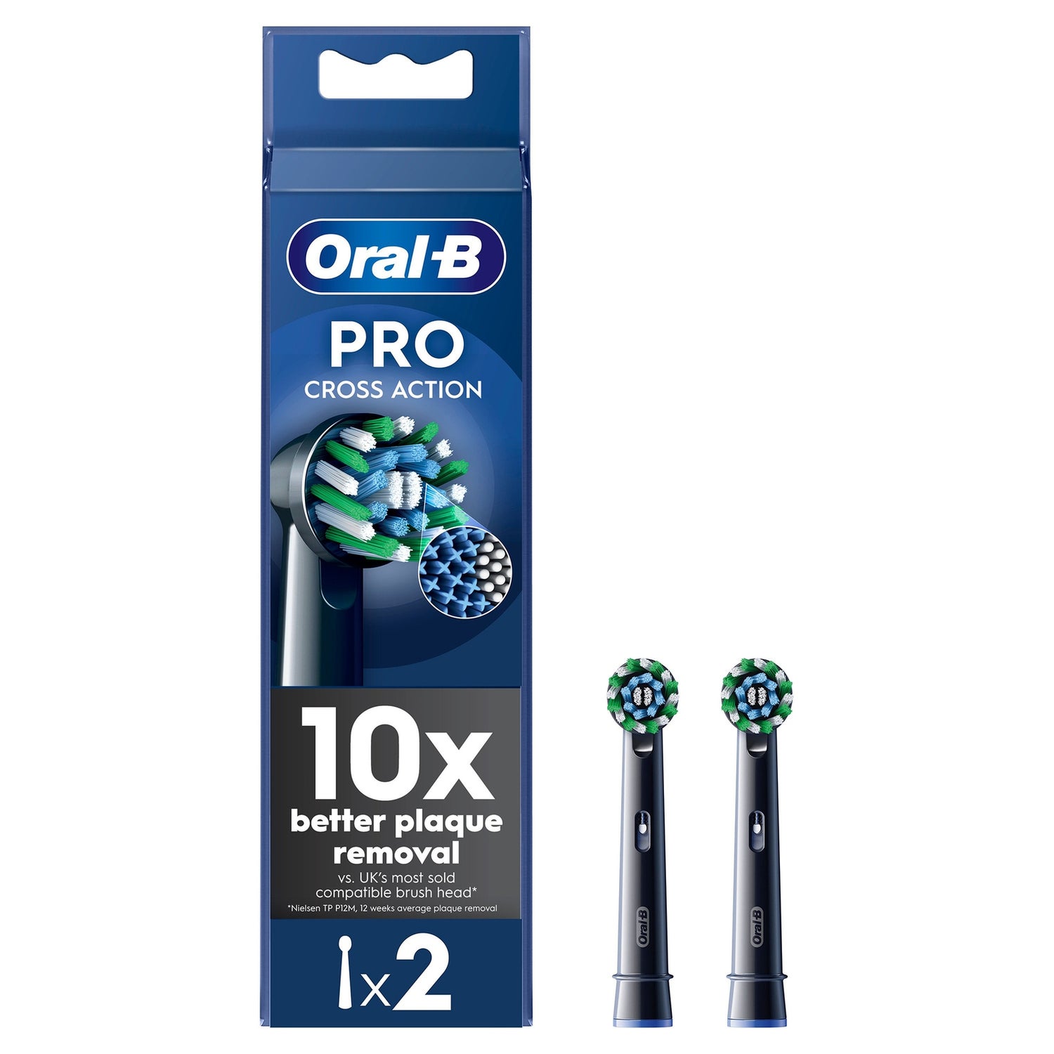 Oral B CrossAction Black Toothbrush Head - Pack of 2 Counts | Oral-B UK