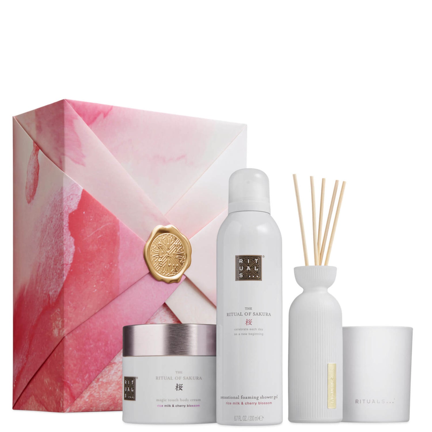Rituals The Ritual of Sakura Floral Cherry Blossom & Rice Milk Bath and Body Gift Set Large ...