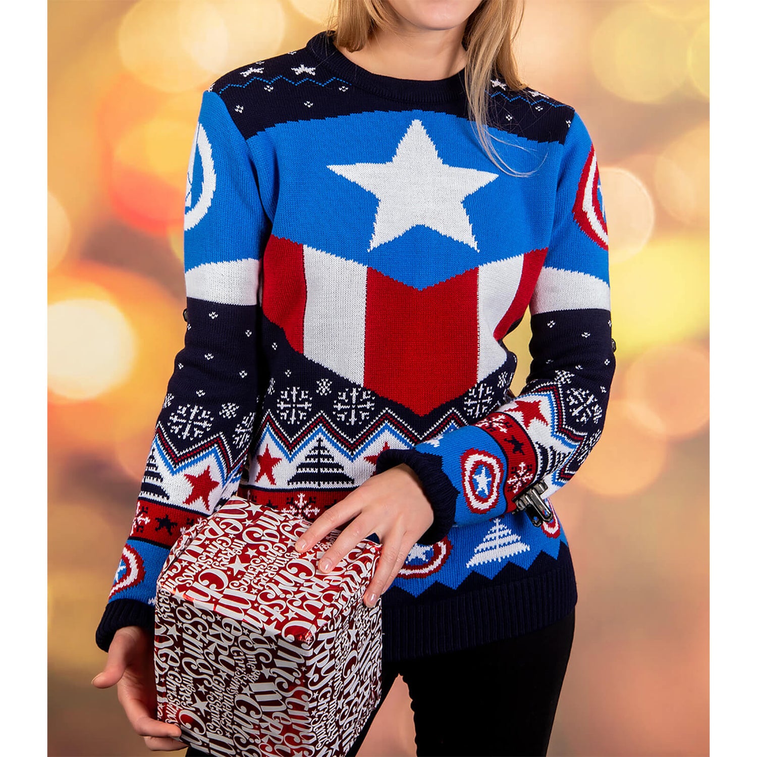 Captain America Christmas Jumper Merchandise - Zavvi UK