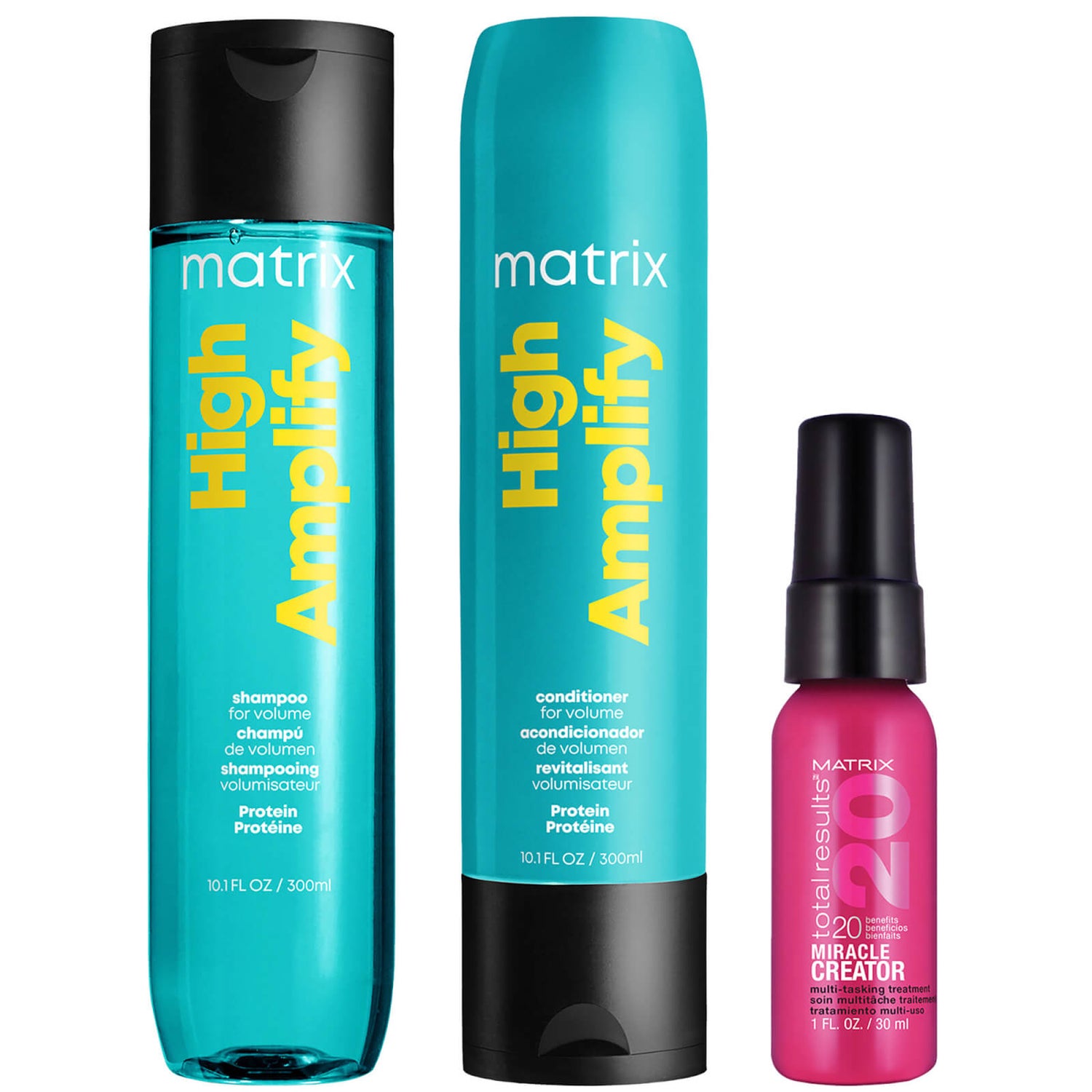Matrix High Amplify Shampoo, Conditioner and Miracle Creator 20 Travel ...