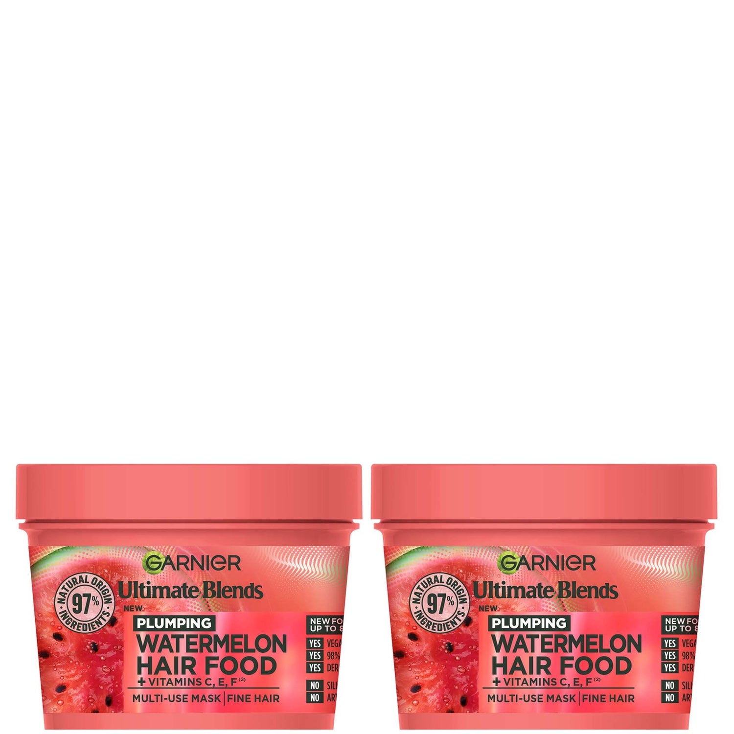 Garnier Ultimate Blends Watermelon 3-in-1 Plumping Hair Mask Duo ...