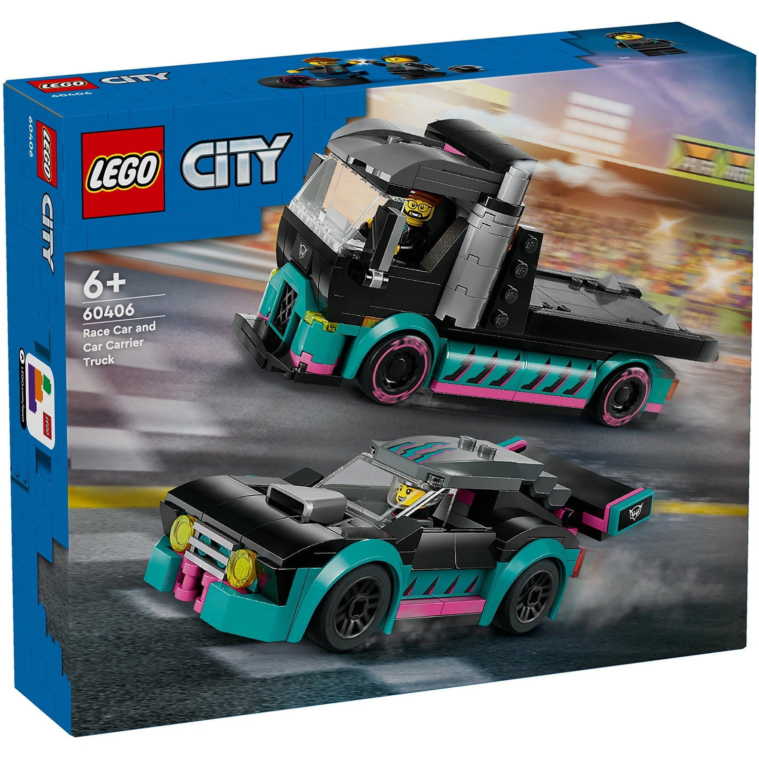 LEGO City Race Car and Car Carrier Truck Building Toys 60406 Toys ...