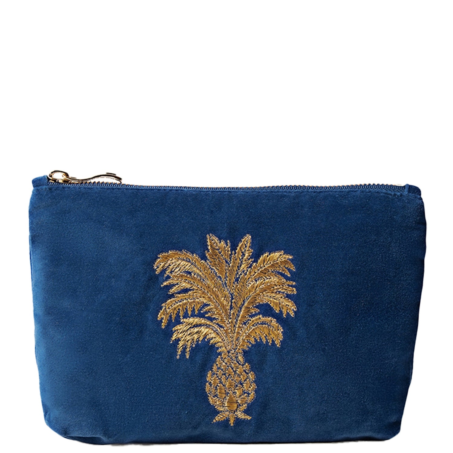 Elizabeth Scarlett Pineapple Cobalt Velvet Mini Pouch - lookfantastic