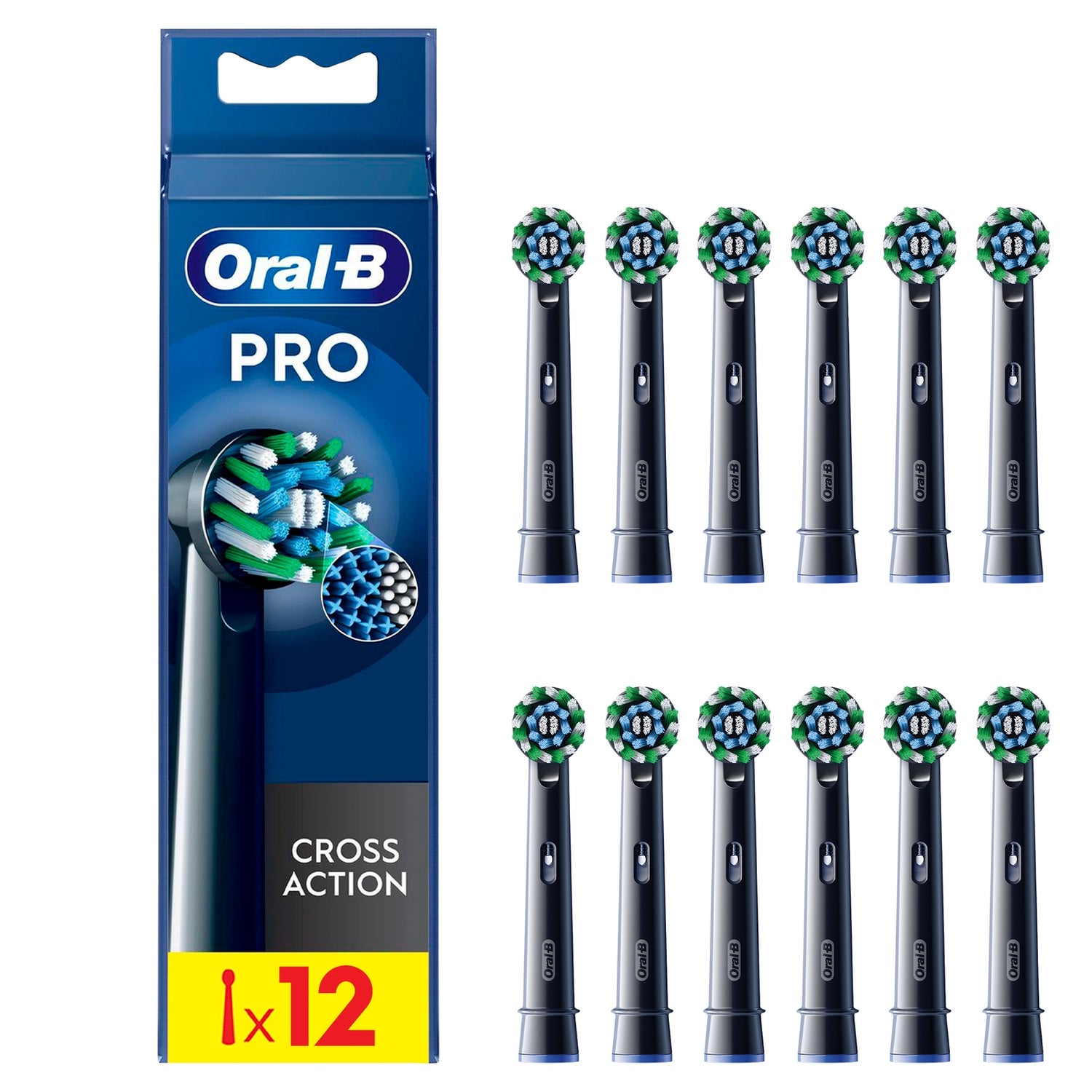Oral-B Pro Cross Action Zwart Opzetborstels - 12 Stuks | Oral-B NL