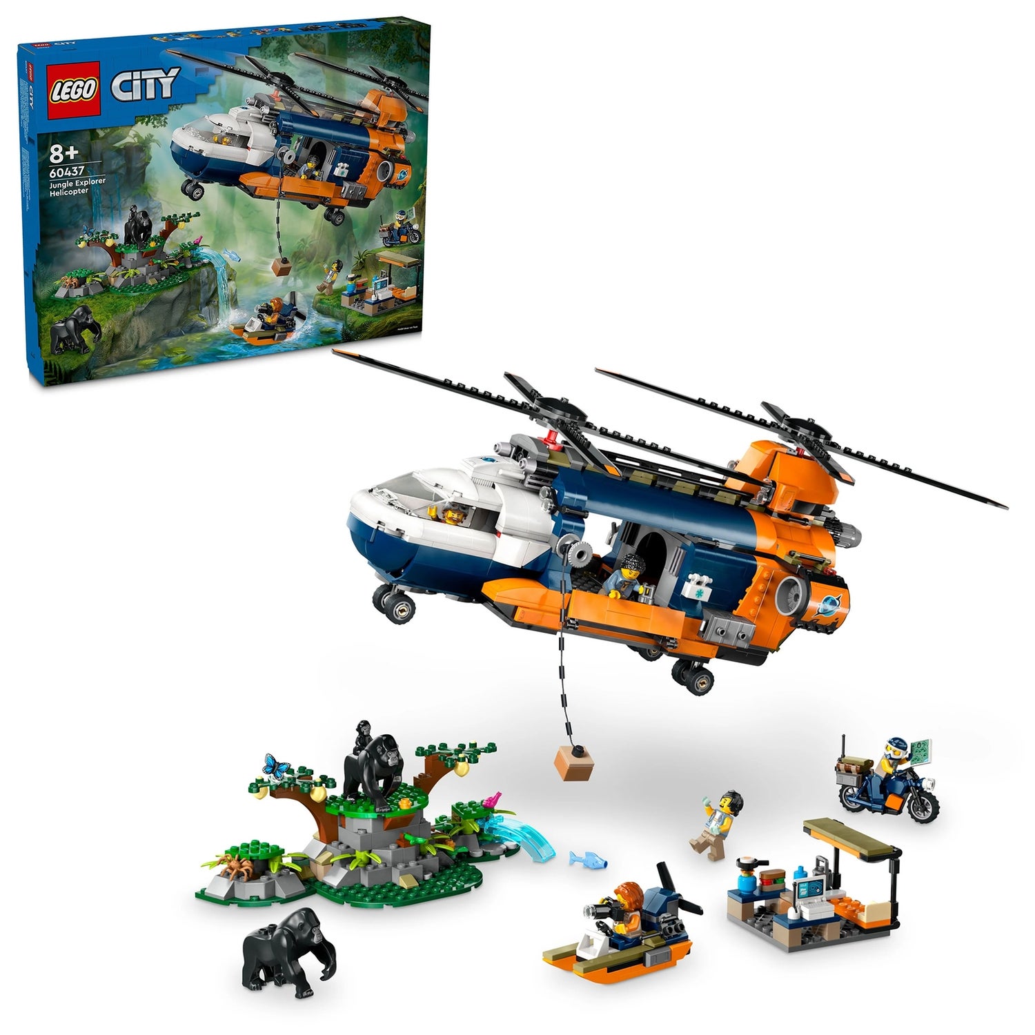 LEGO City Jungle Explorer Helicopter at Base Camp Set 60437 Toys - Zavvi US