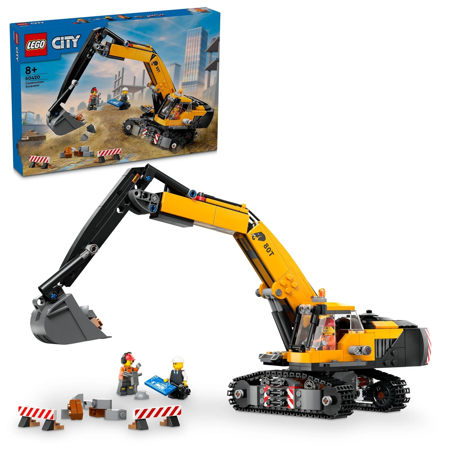 LEGO City Yellow Construction Excavator Digger Toy Set 60420 Toys ...