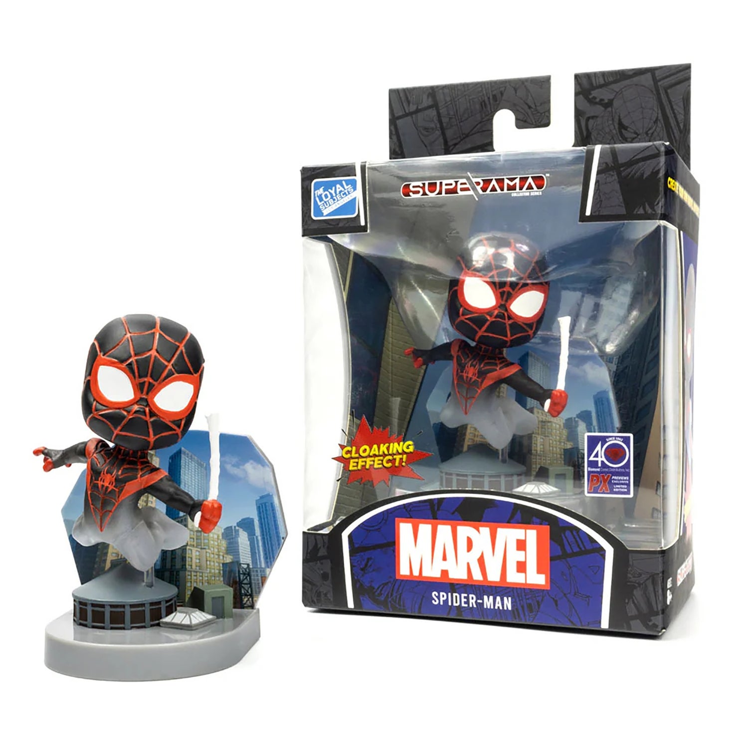 Loyal Subjects Marvel Spider-Man (Miles Morales) with Cloaking Effect Superama Figure (10cm ...