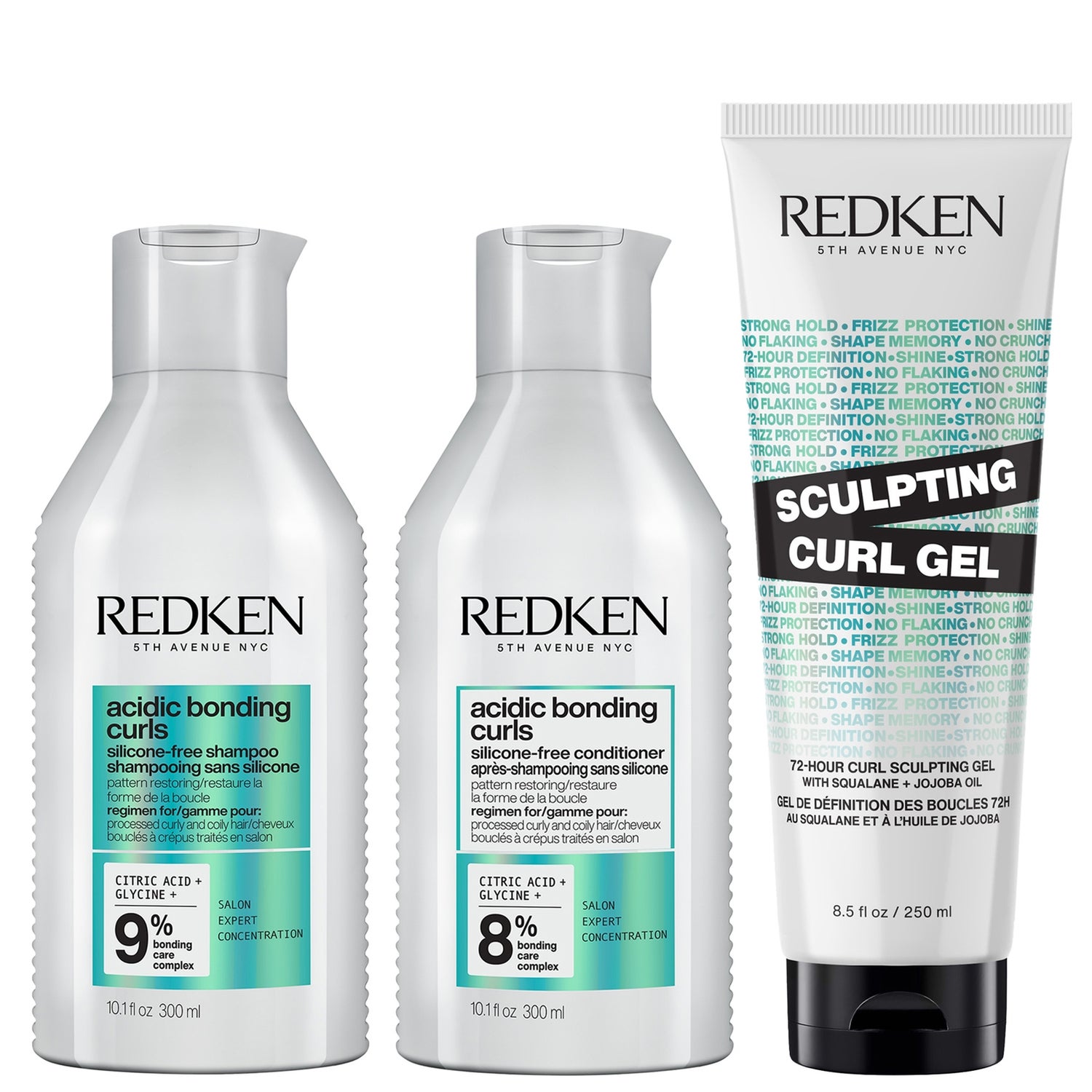 Redken Acidic Bonding Curls Shampoo Conditioner and Sculpting Curl Gel ...