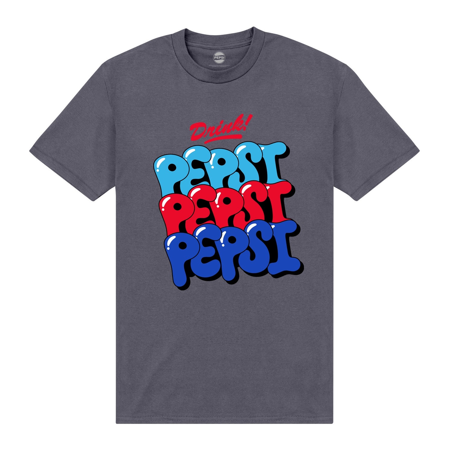 Pepsi Co. Bubble Text Men's T-Shirt - Charcoal Clothing - Zavvi UK