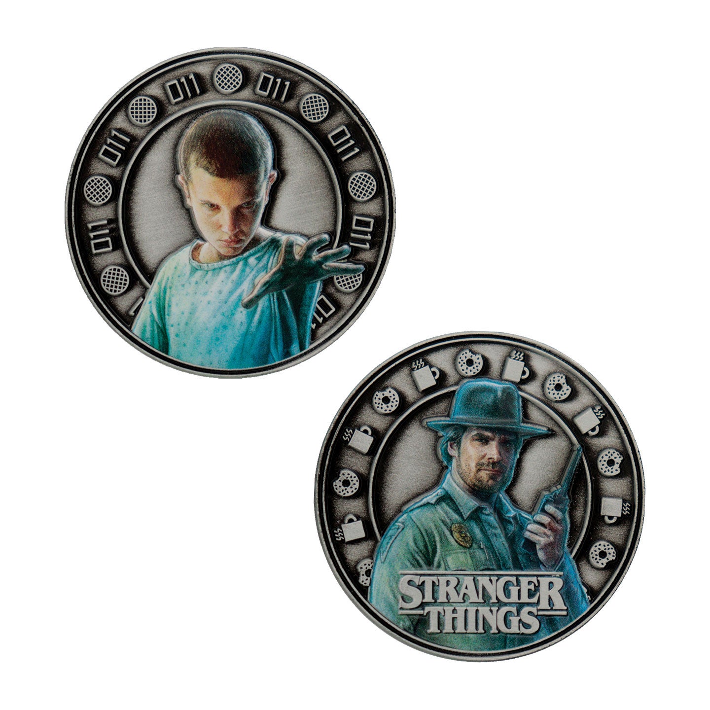 Stranger Things Eleven and Hopper Coin Merchandise - Zavvi UK