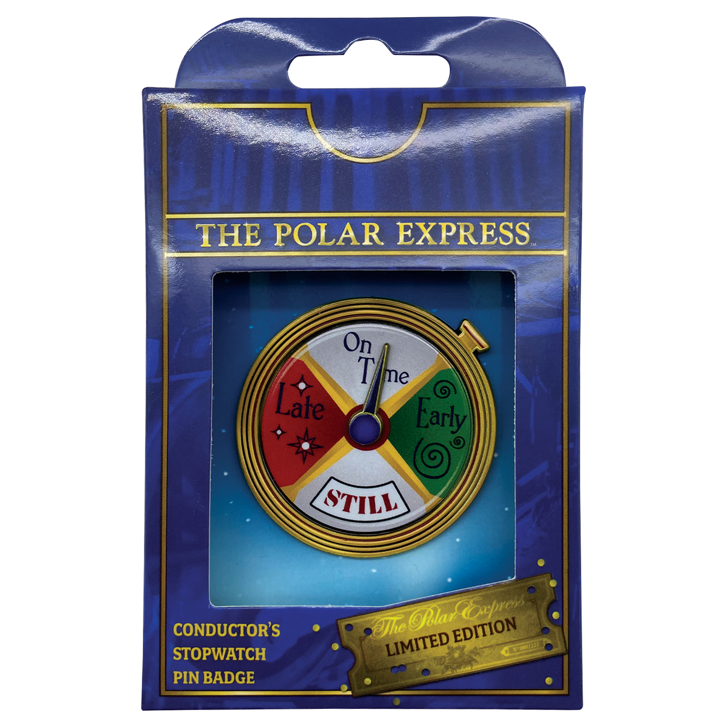 The Polar Express Conductor's Stopwatch Spinning Pin Badge Merchandise ...