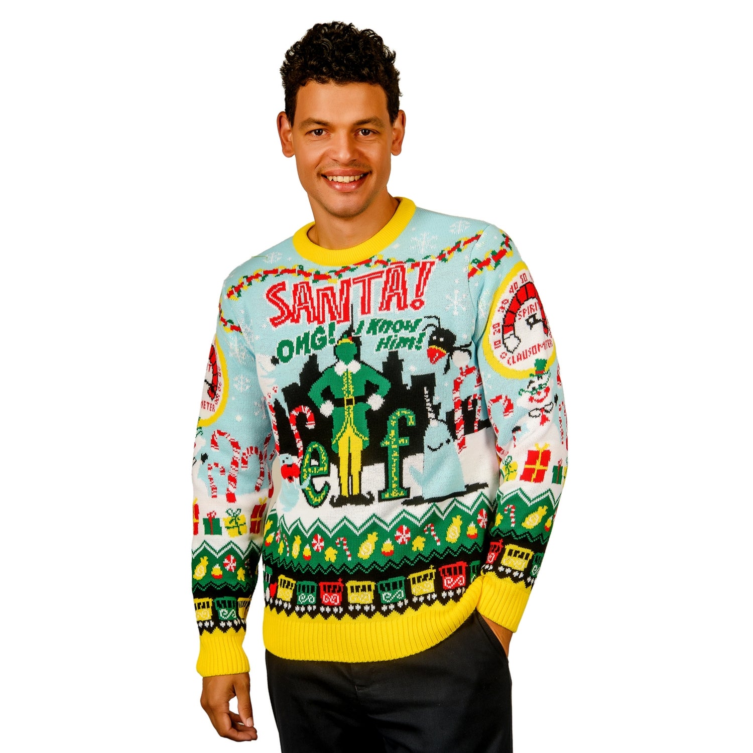 Elf OMG! I Know Him! Knitted Christmas Jumper Clothing - Zavvi UK