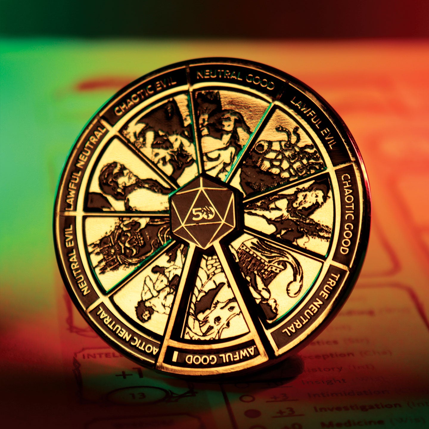 Dungeons & Dragons Gold Coloured Alignment Spinner Pin Badge ...