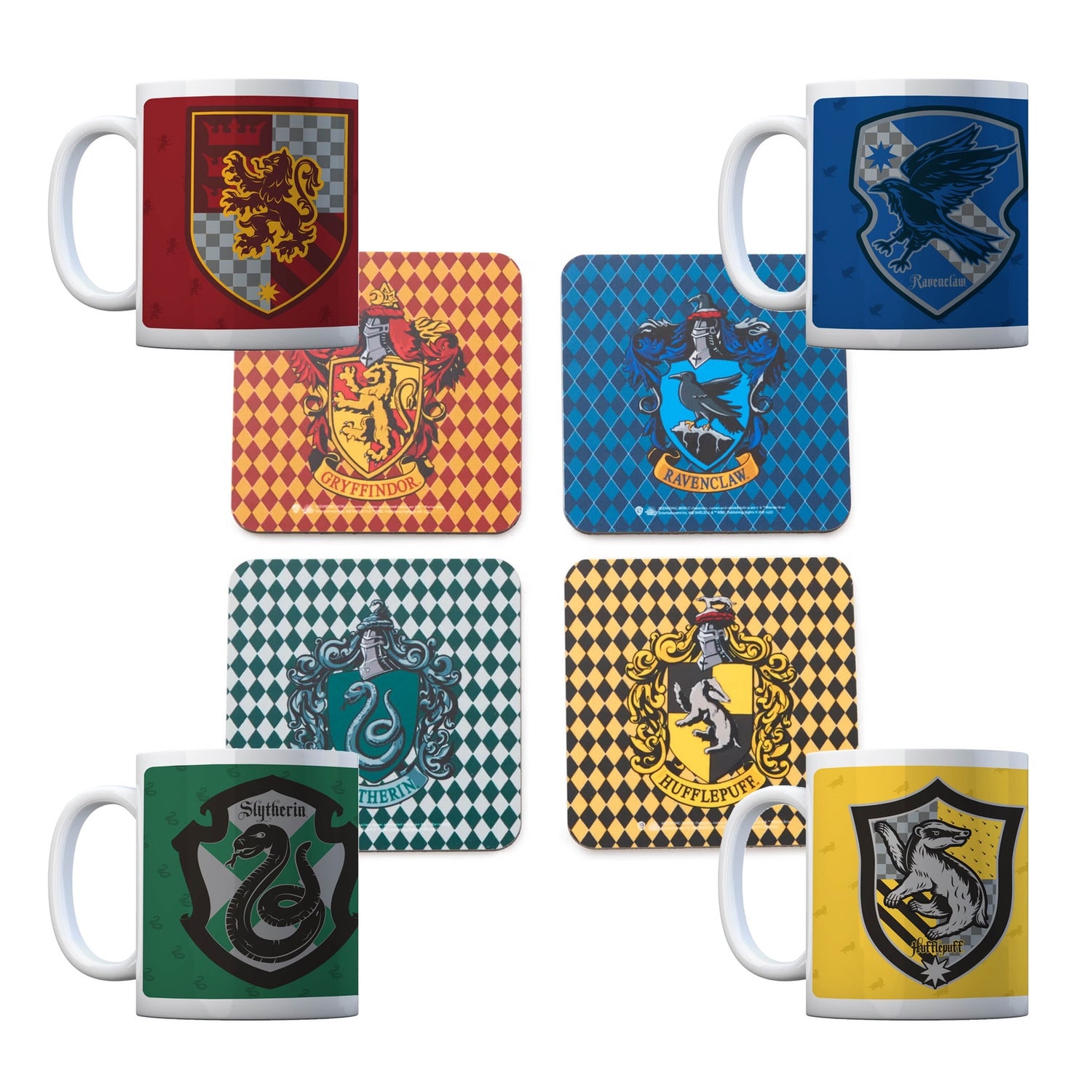 Harry Potter Houses 4x Mugs & Coasters Bundle Merchandise | Zavvi Australia