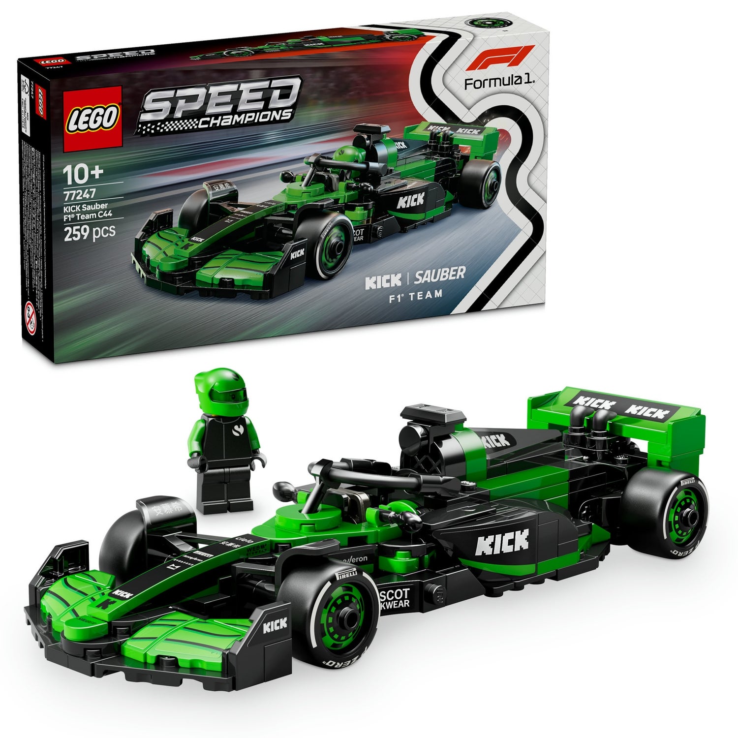 LEGO Speed Champions KICK Sauber F1 Team C44 Race Car 77247 Toys - Zavvi UK