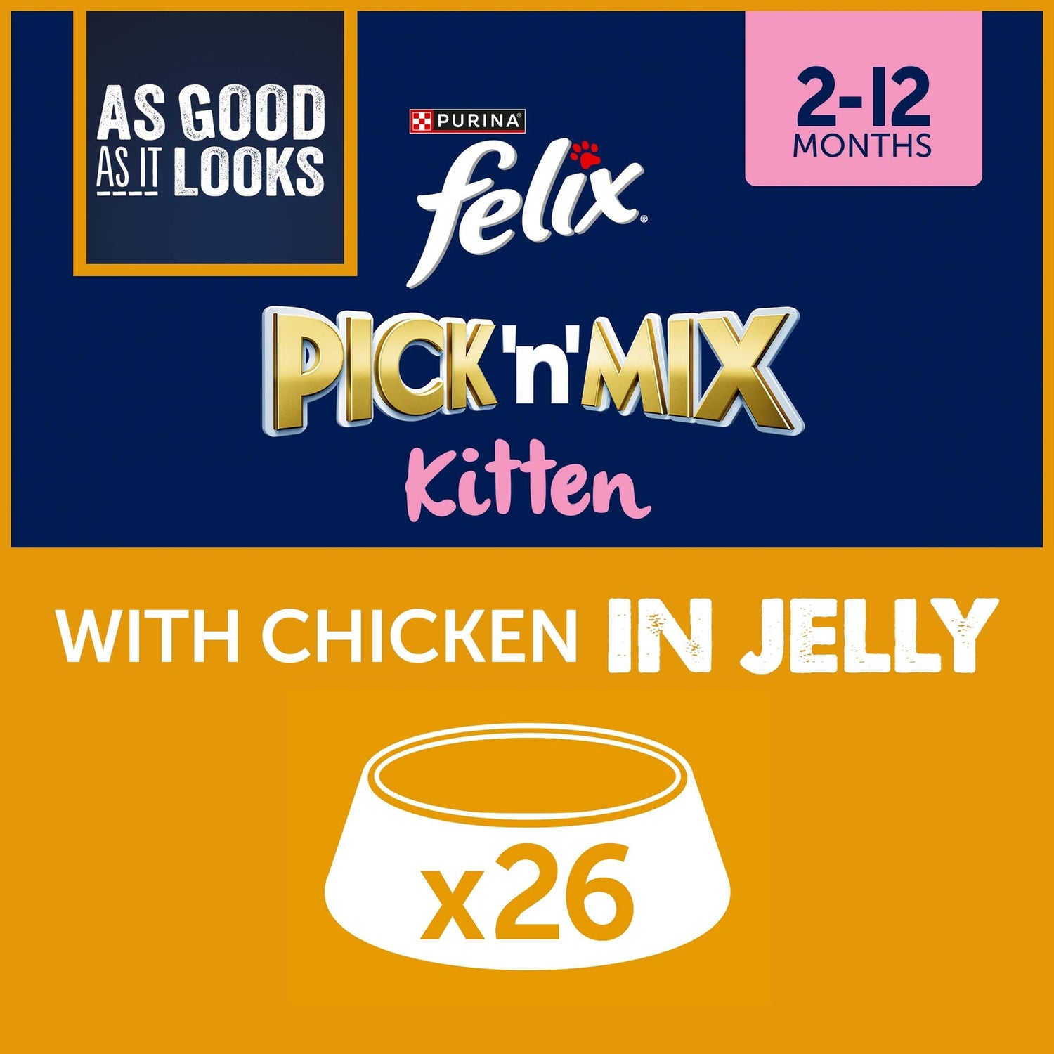 Felix Kitten As Good As It Looks Wet Cat Food with Chicken in Jelly ...