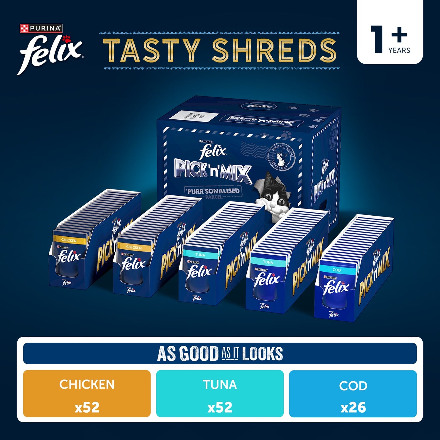 Felix Pre-Mixed Bundle Adult Wet Cat Food Tasty Shreds 130x80g | Purina ...