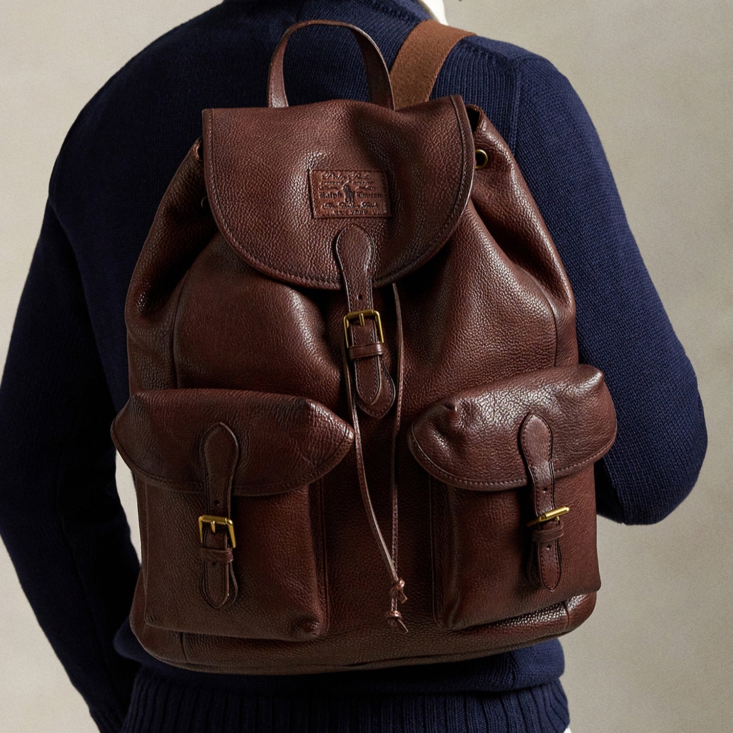 Polo Ralph Lauren Heritage Pebble-Grain Leather Backpack | TheHut.com