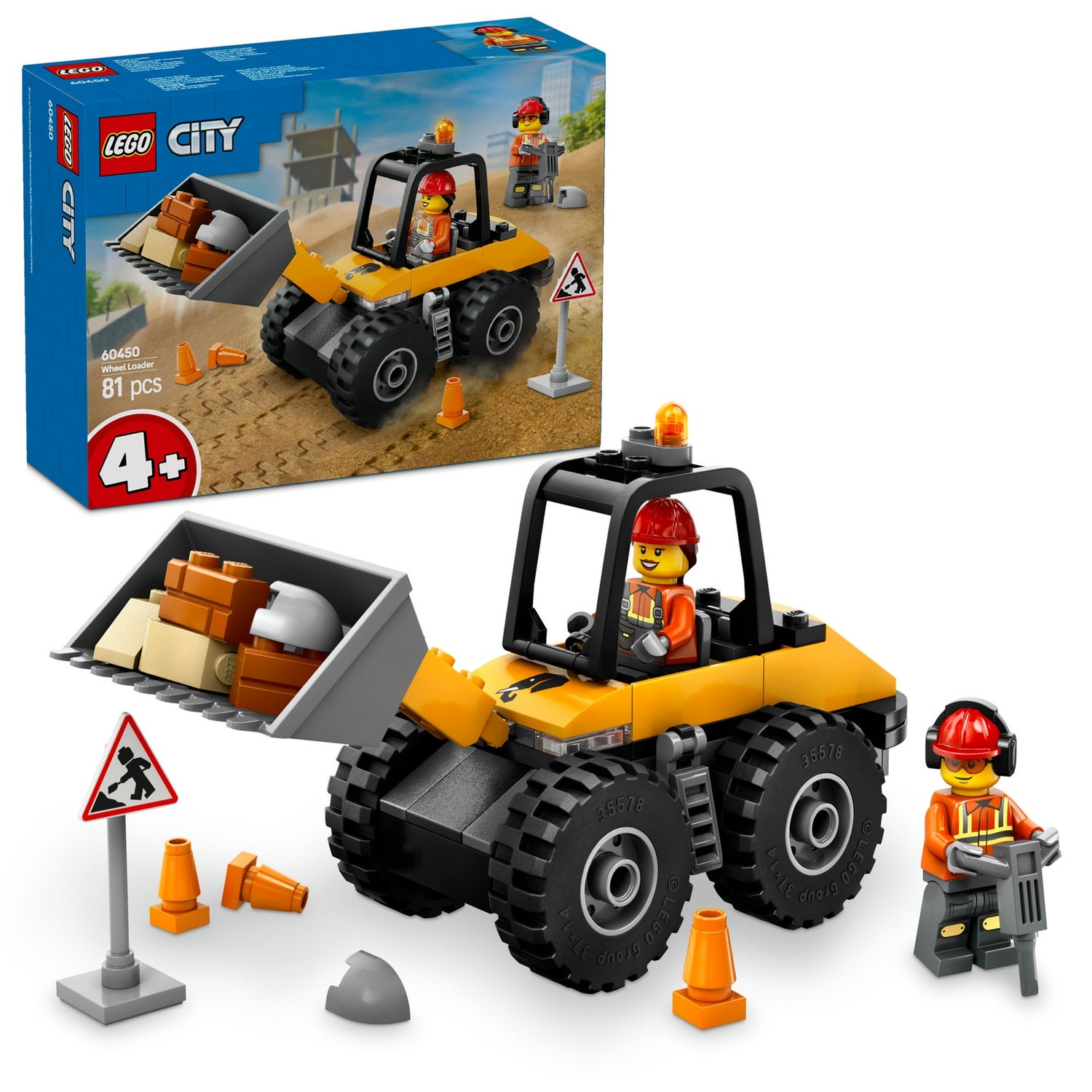 LEGO City Yellow Construction Wheel Loader Vehicle Toy 60450 Toys ...