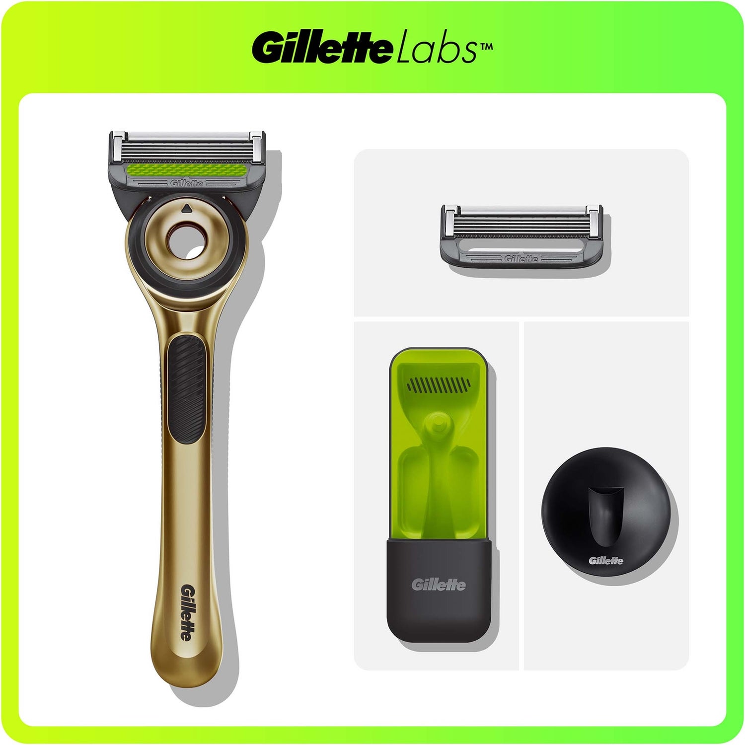 Gillette Labs Champion Gold Razor, 2 Razor Blades & Travel Case