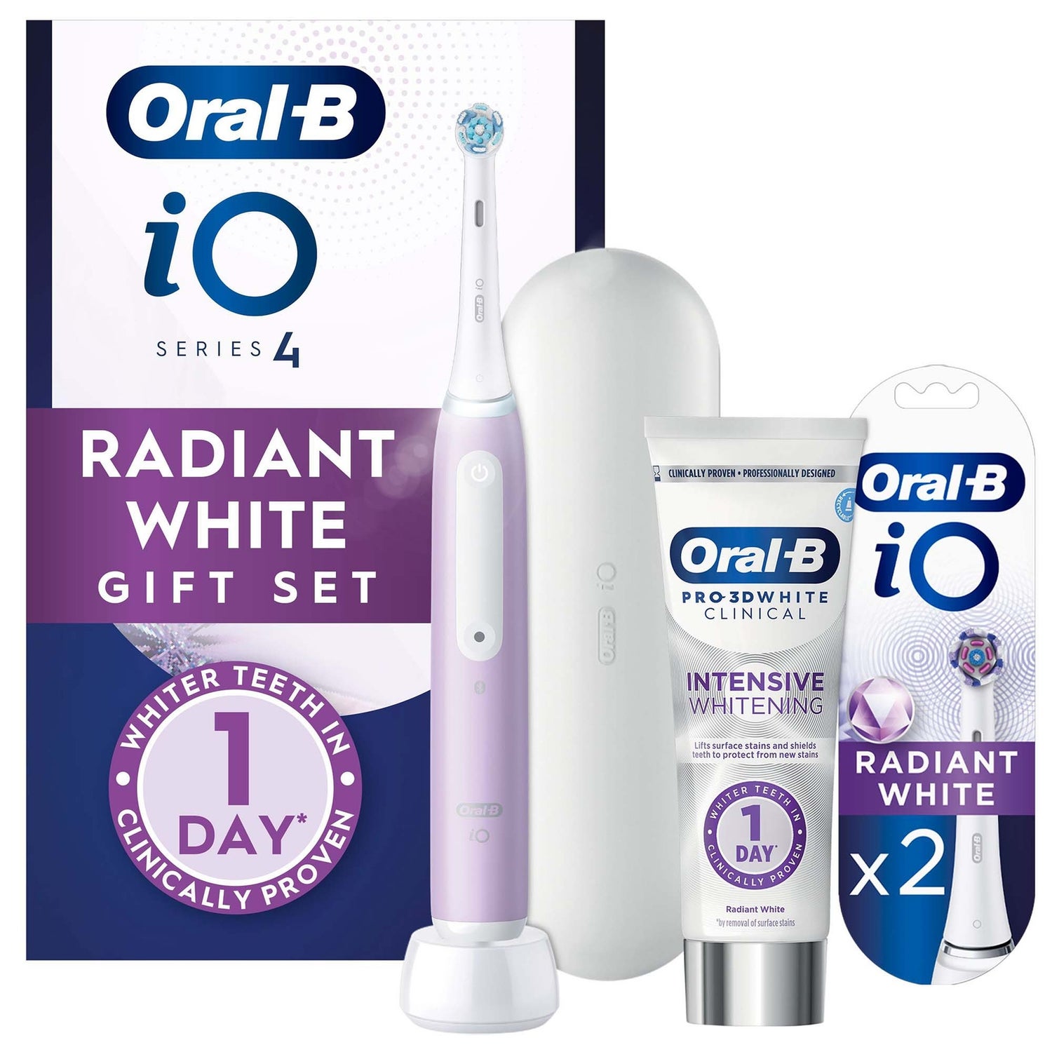 Oral-B iO 4 Lavender Electric Toothbrush + Toothpaste. Designed By Braun