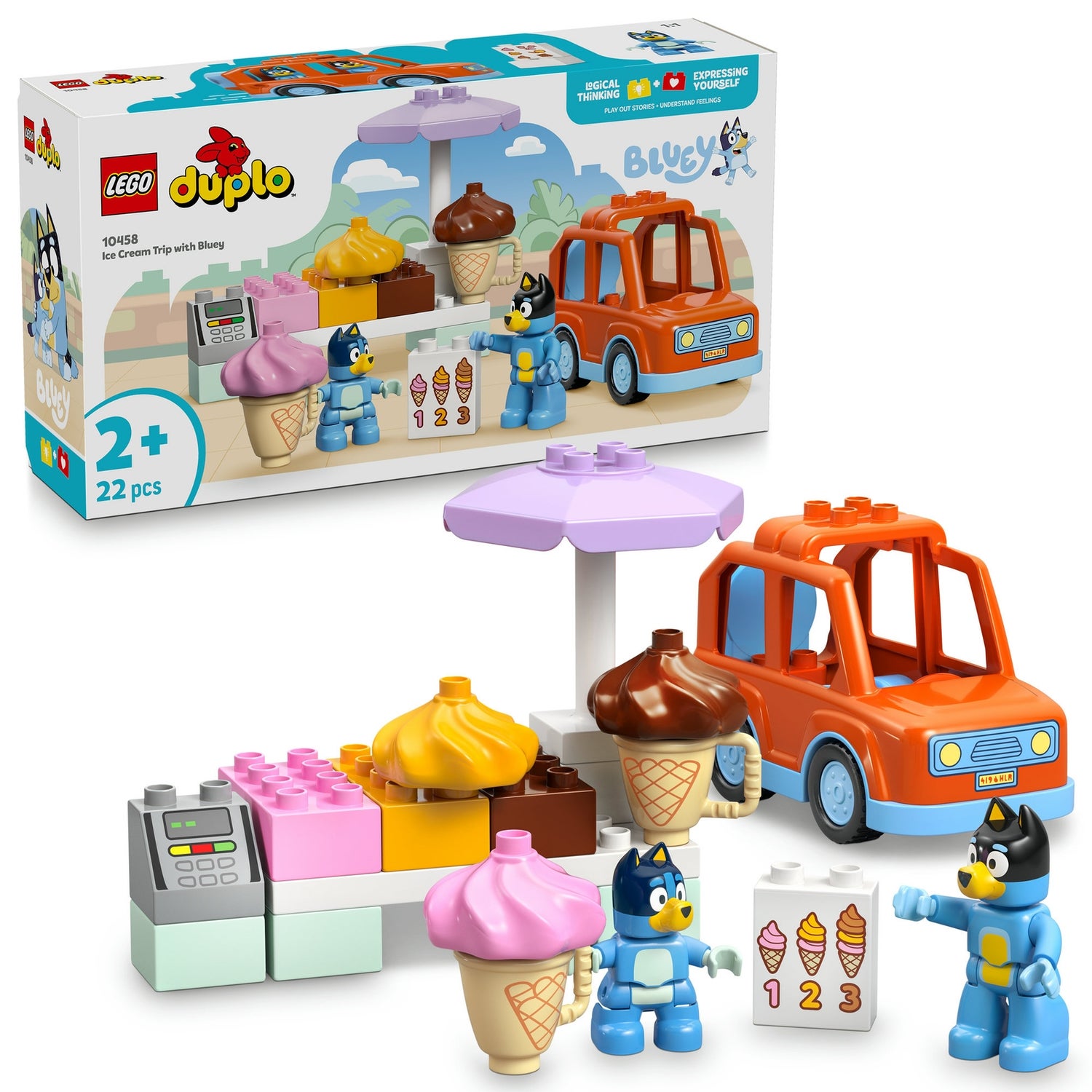 LEGO® DUPLO® Bluey Ice Cream Trip with Bluey Toddler Toy 10458 Toys ...