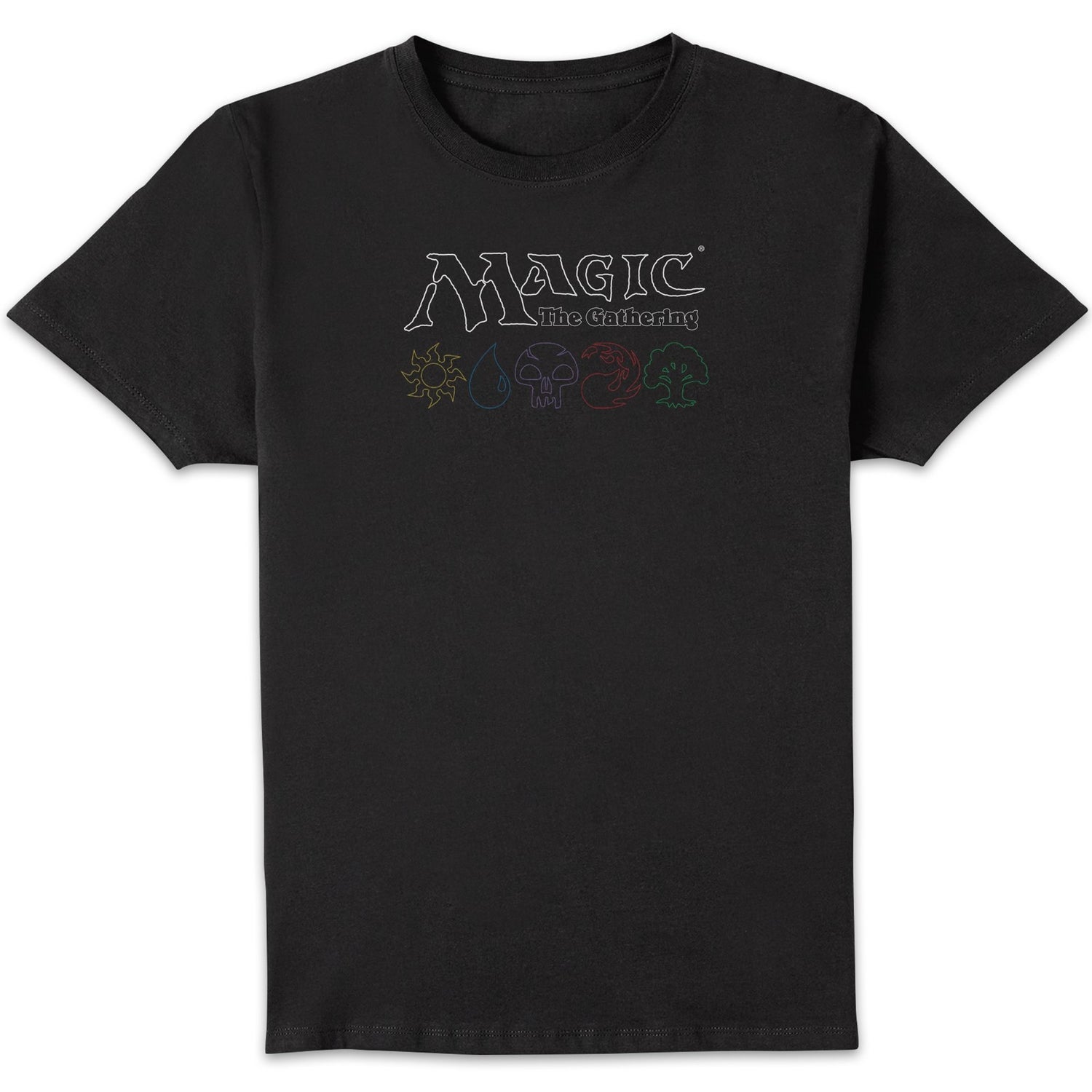Magic: The Gathering Logo & Mana Lines Unisex T-Shirt - Black Clothing ...