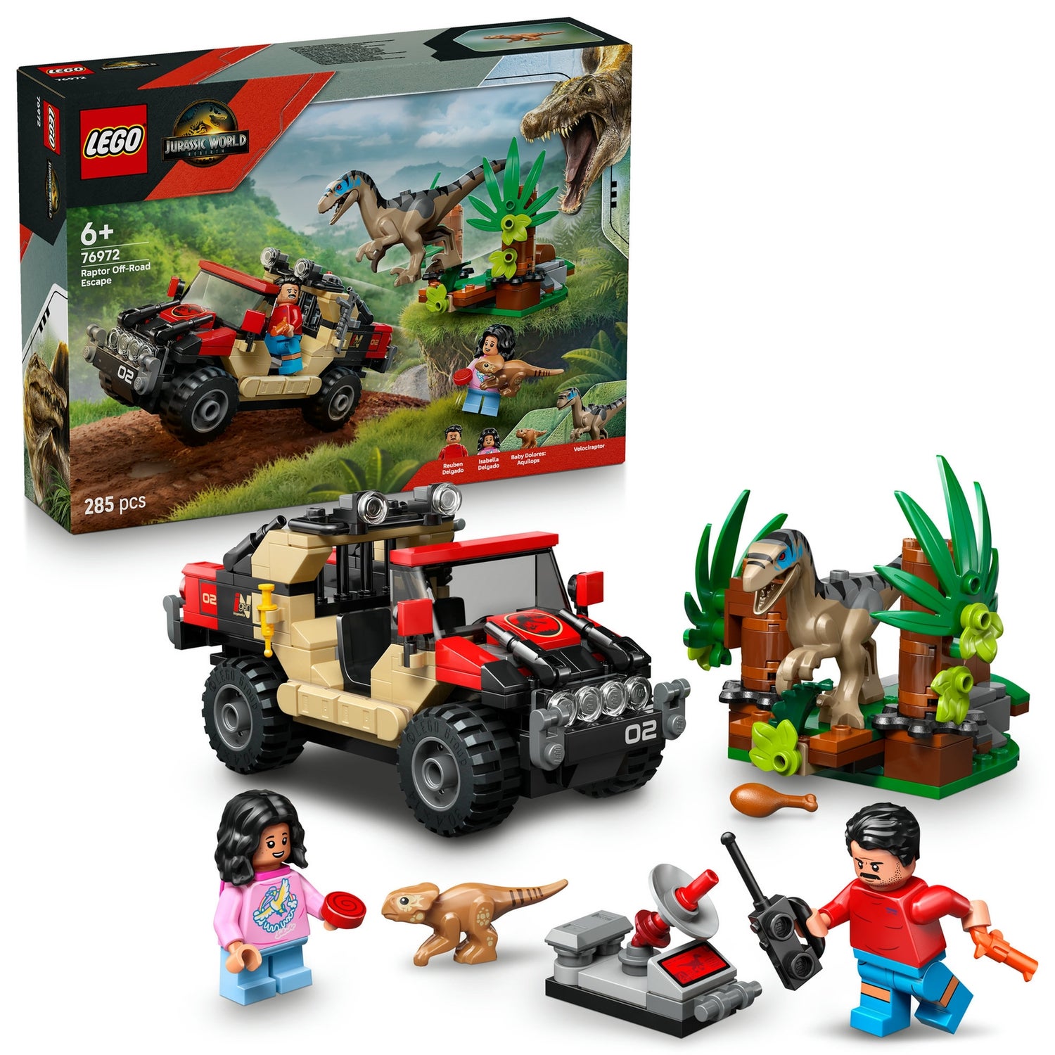 LEGO® Jurassic World Raptor Off-Road Escape Velociraptor Toy Dinosaur ...